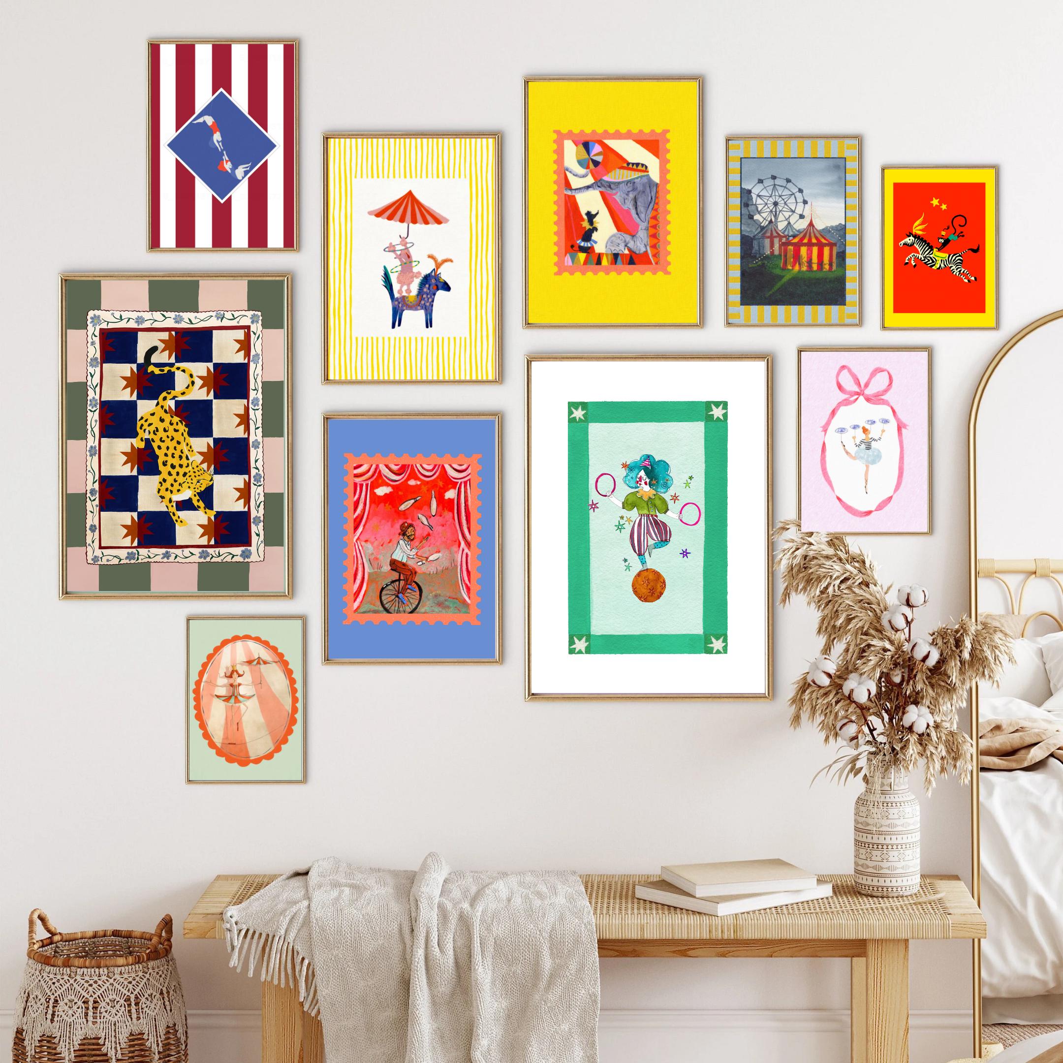 Vintage Circus Wall Art Set: 100 Retro Carnival Prints (digital ...