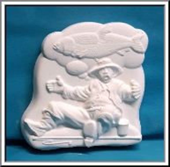 Ready to Paint Plaster Fisherman Fisherman Dreaming Fishing | Etsy