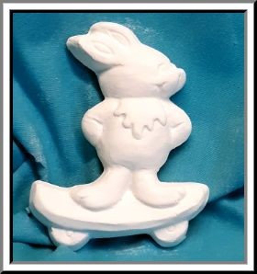 Ready to Paint Plaster Boy Bunny Bunny Skateboarding U - Etsy