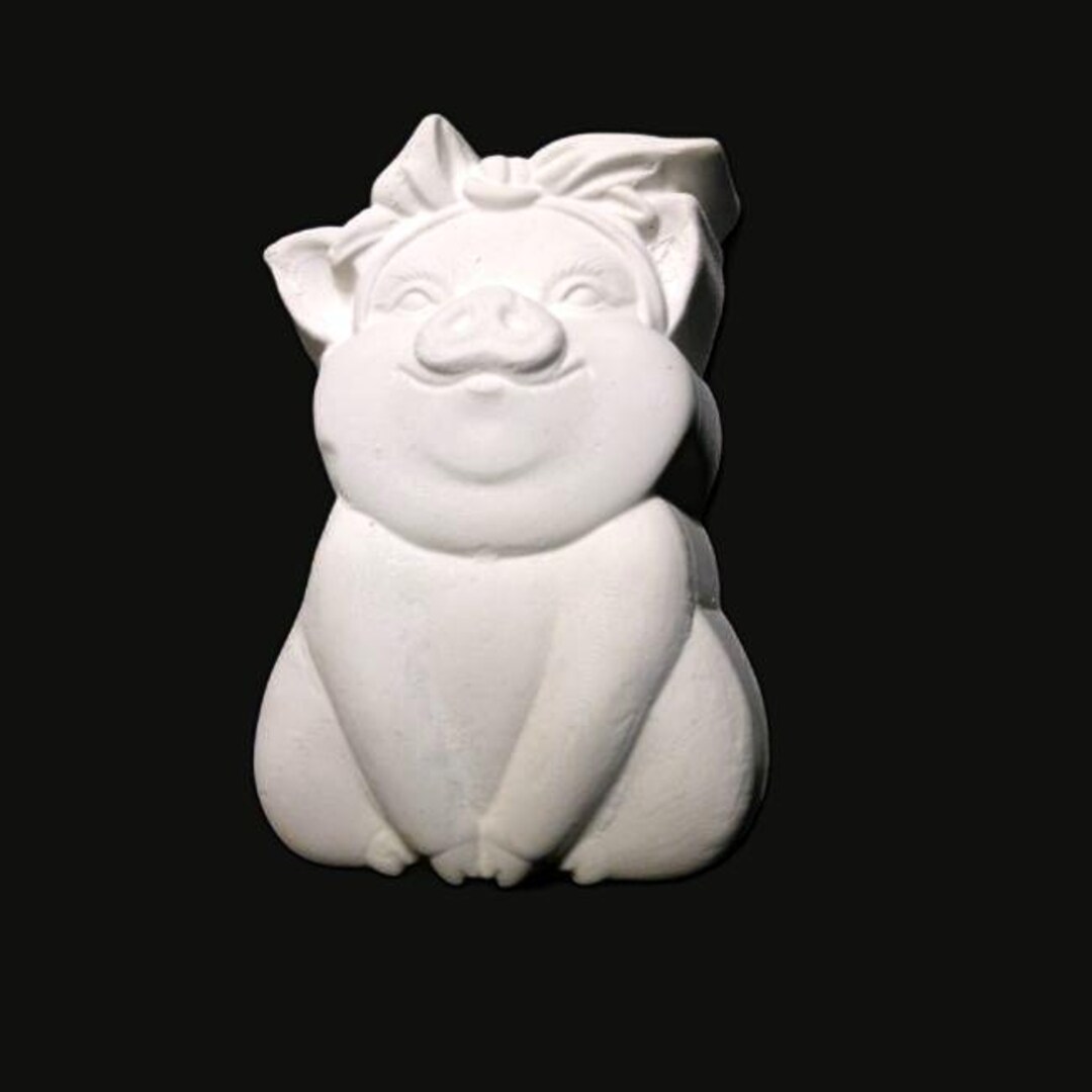 Ready to Paint Plaster, Cute Pig With Bow, Kids Crafts, Flat Back - Etsy