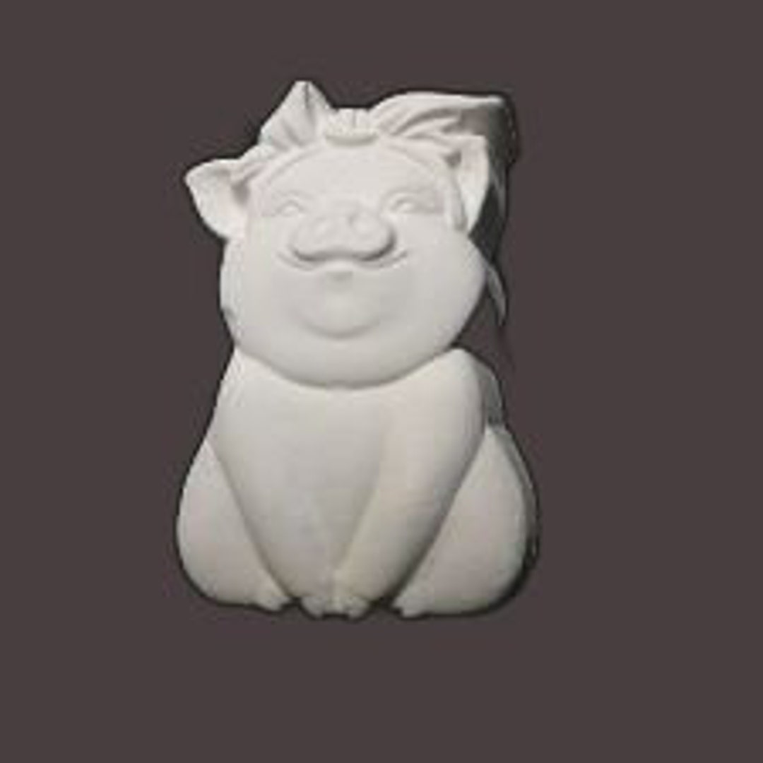 Ready to Paint Plaster, Cute Pig, Cute Pig With Bow, Decoration, Wall ...