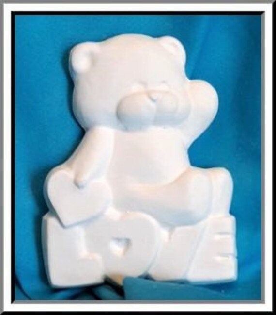 Ready to Paint Plaster Teddy Bear Bear Love U Paint DIY | Etsy