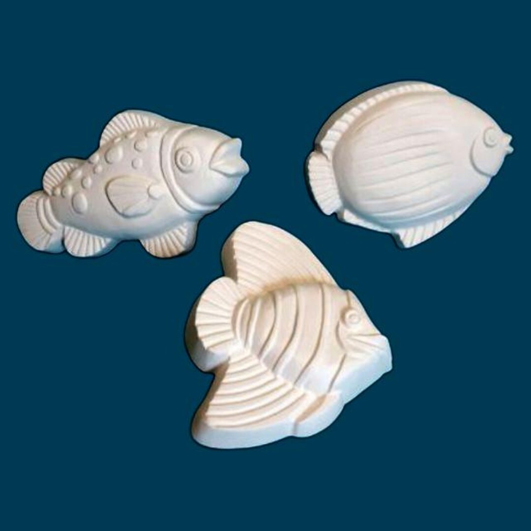 Ready to Paint Plaster, 3 Pc. Fish Set, Wall Décor, Bathroom, Kids ...