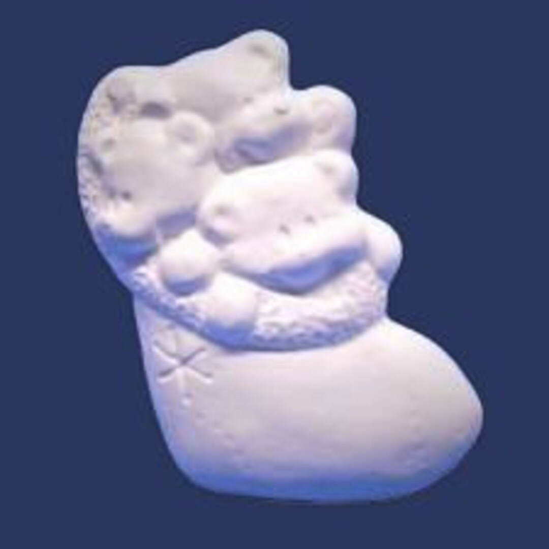 Ready to Paint Plaster Bears Three Bears in Stocking U - Etsy