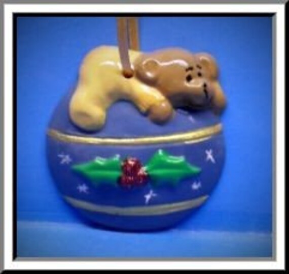 Ready to Paint Plaster Teddy Bear Bear Laying on Ornament U | Etsy