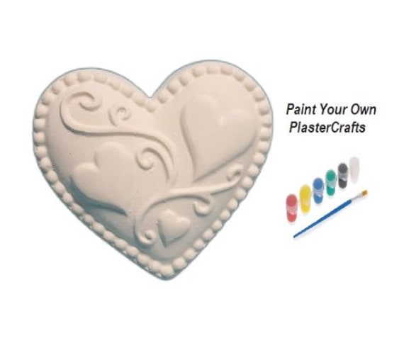 Ready to Paint Plaster Heart Shape With Hearts Decoration U - Etsy