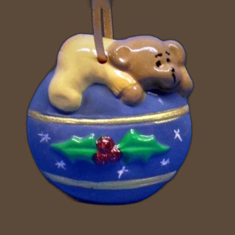 Ready to Paint Plaster Teddy Bear, Bear Laying on Ornament, U Paint ...