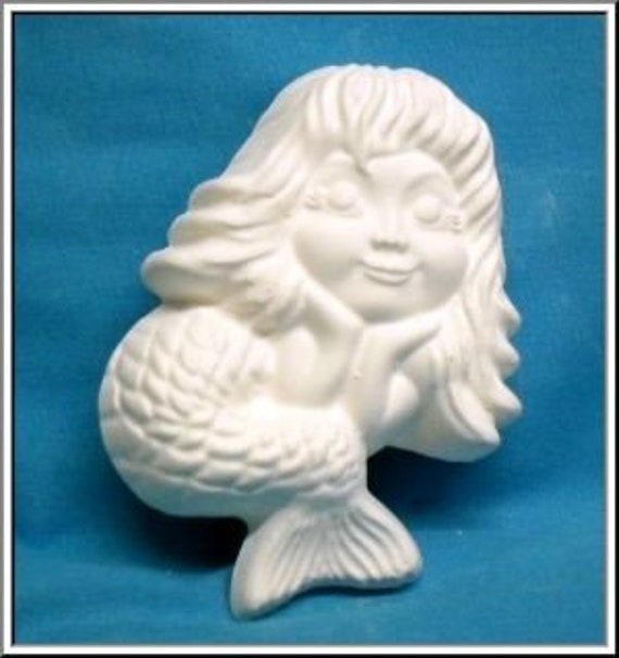 Ready To Paint Plaster Cute Mermaid Little Mermaid Wall | Etsy