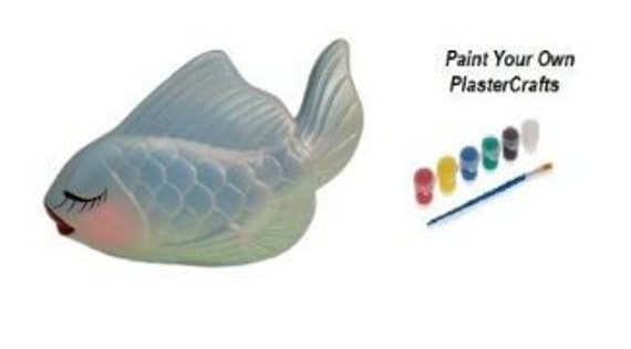 Ready to Paint Plaster Sleepy Fish Wall Décor Bathroom U - Etsy