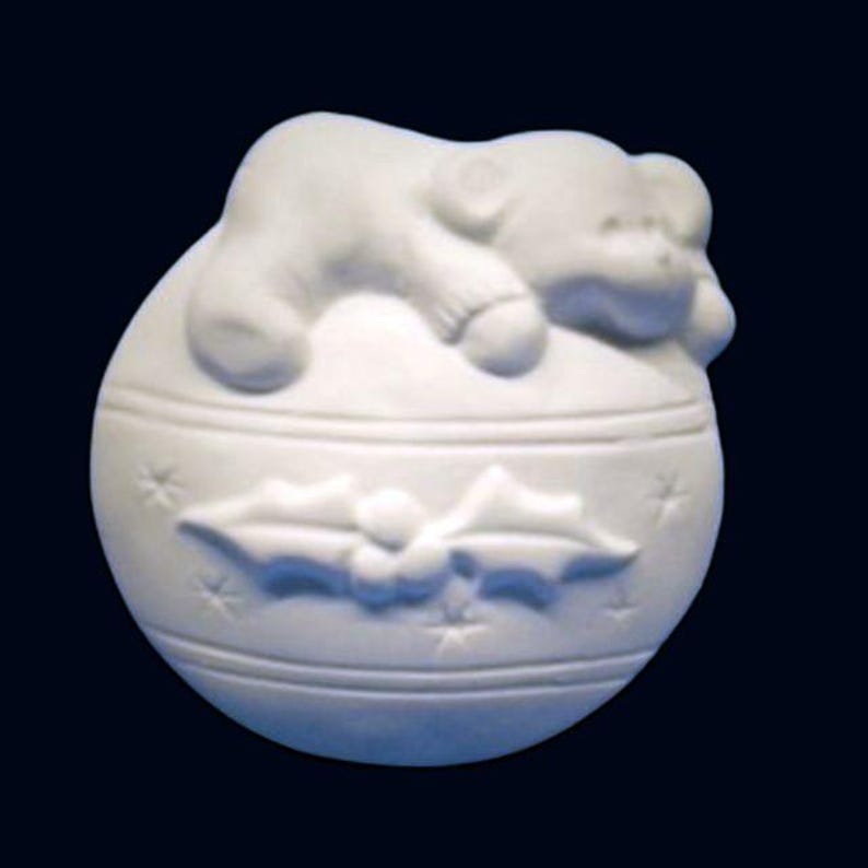 Ready to Paint Plaster Teddy Bear, Bear Laying on Ornament, U Paint ...
