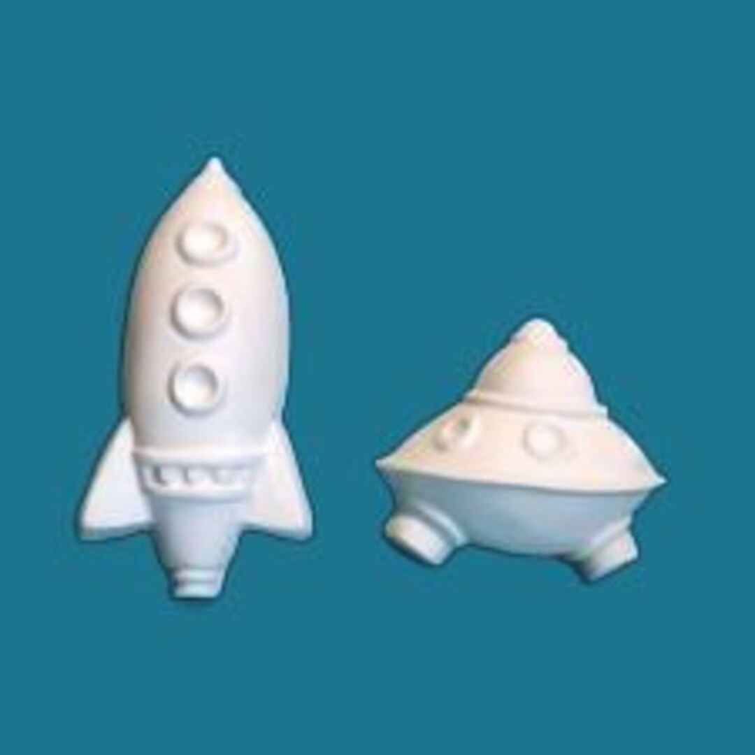 Ready to Paint Plaster, Rocket and Space Ship Set, Ornaments, U Paint ...