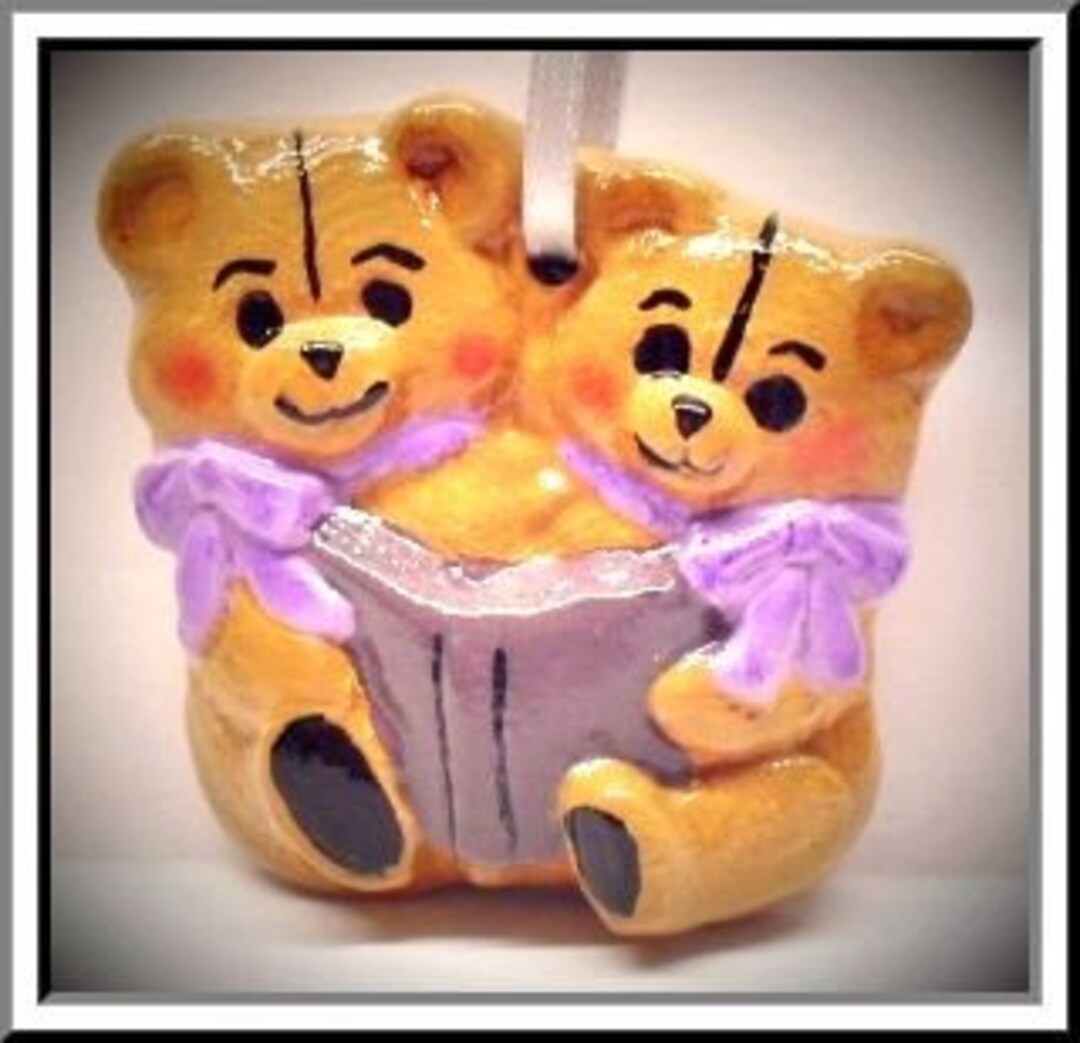 Ready to Paint Plaster Teddy Bears Two Bears Reading U - Etsy