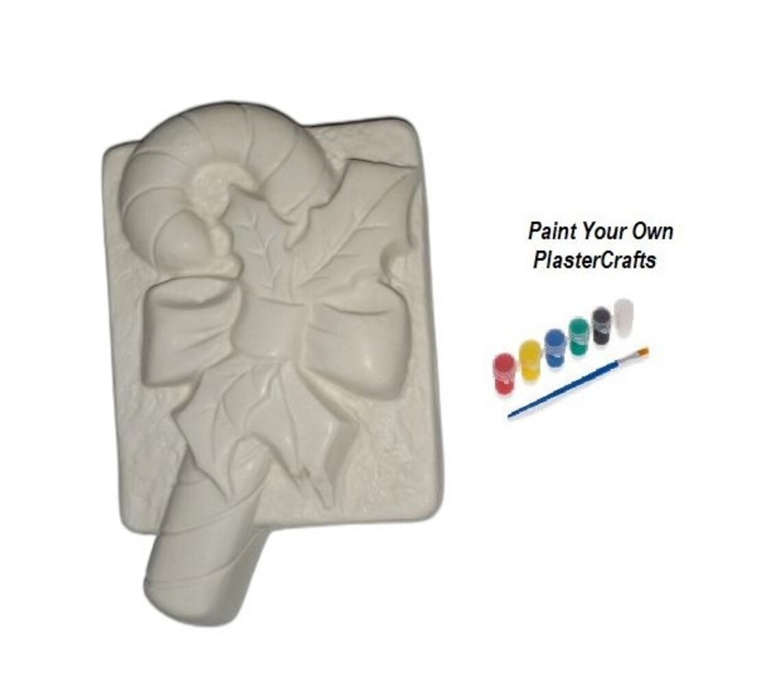 Ready to Paint Plaster Candy Cane on Present Ornament U - Etsy