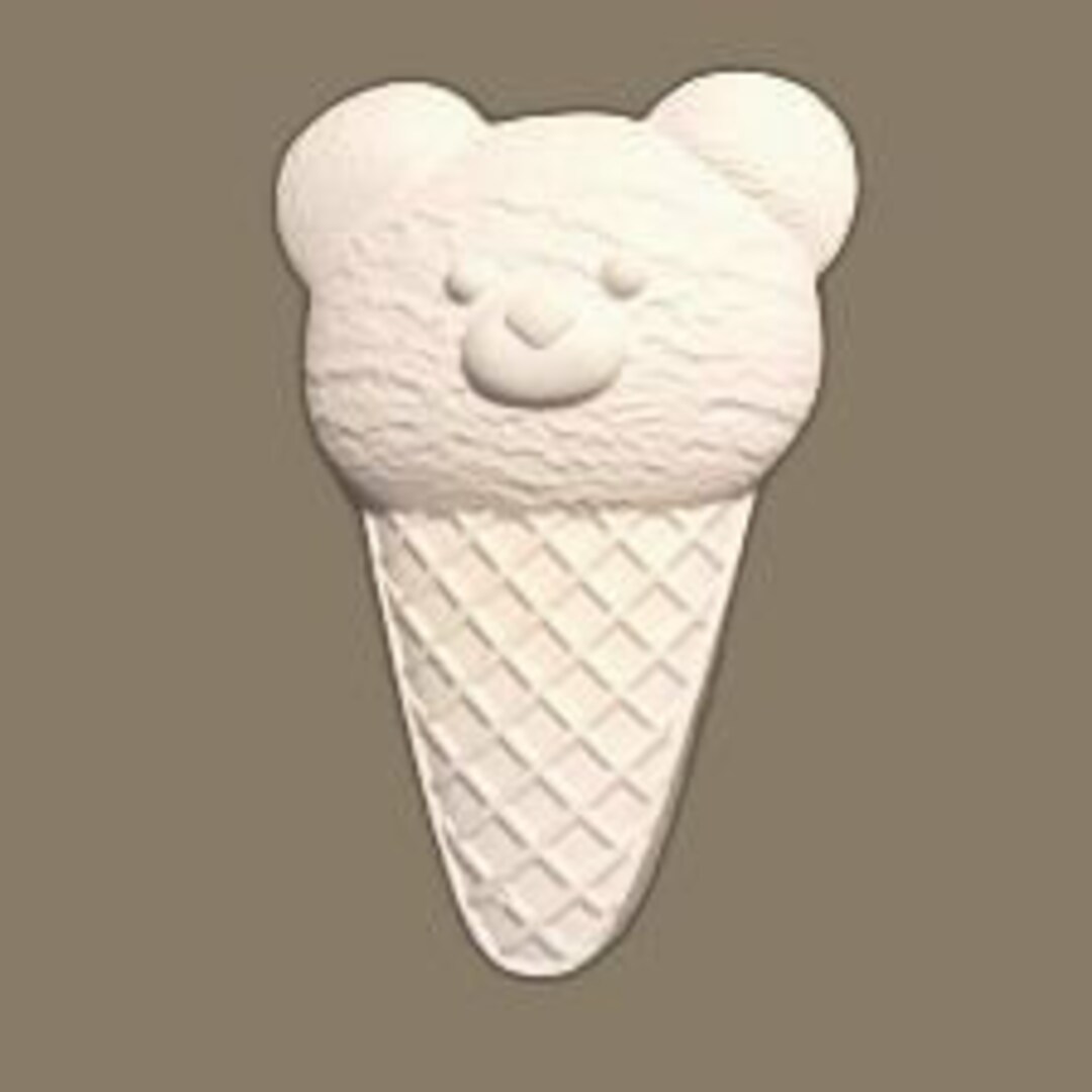 Ready to Paint Plaster, Teddy Bear, Bear Ice Cream Cone, Decoration, U ...