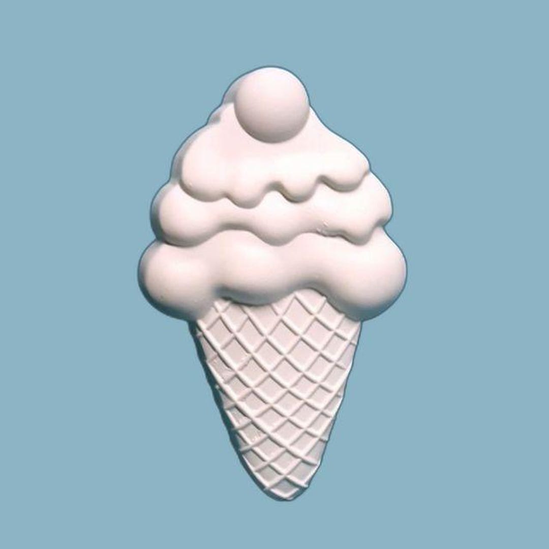 Ready to Paint Plaster, Ice Cream With Cherry on Top, Kids Crafts, Flat ...