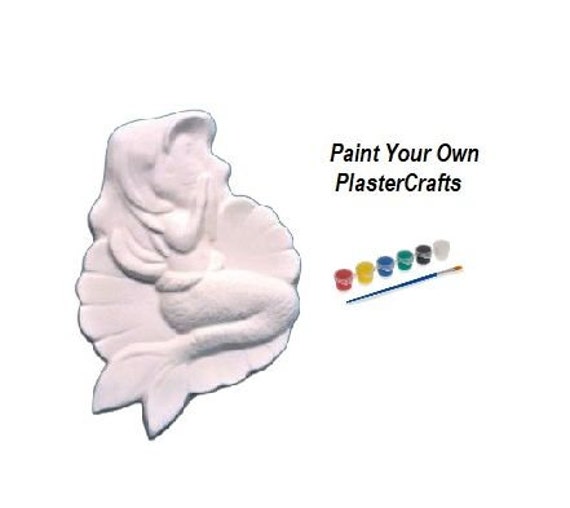 Ready to Paint Plaster Mermaid on Lily Pad Mermaid Wall - Etsy