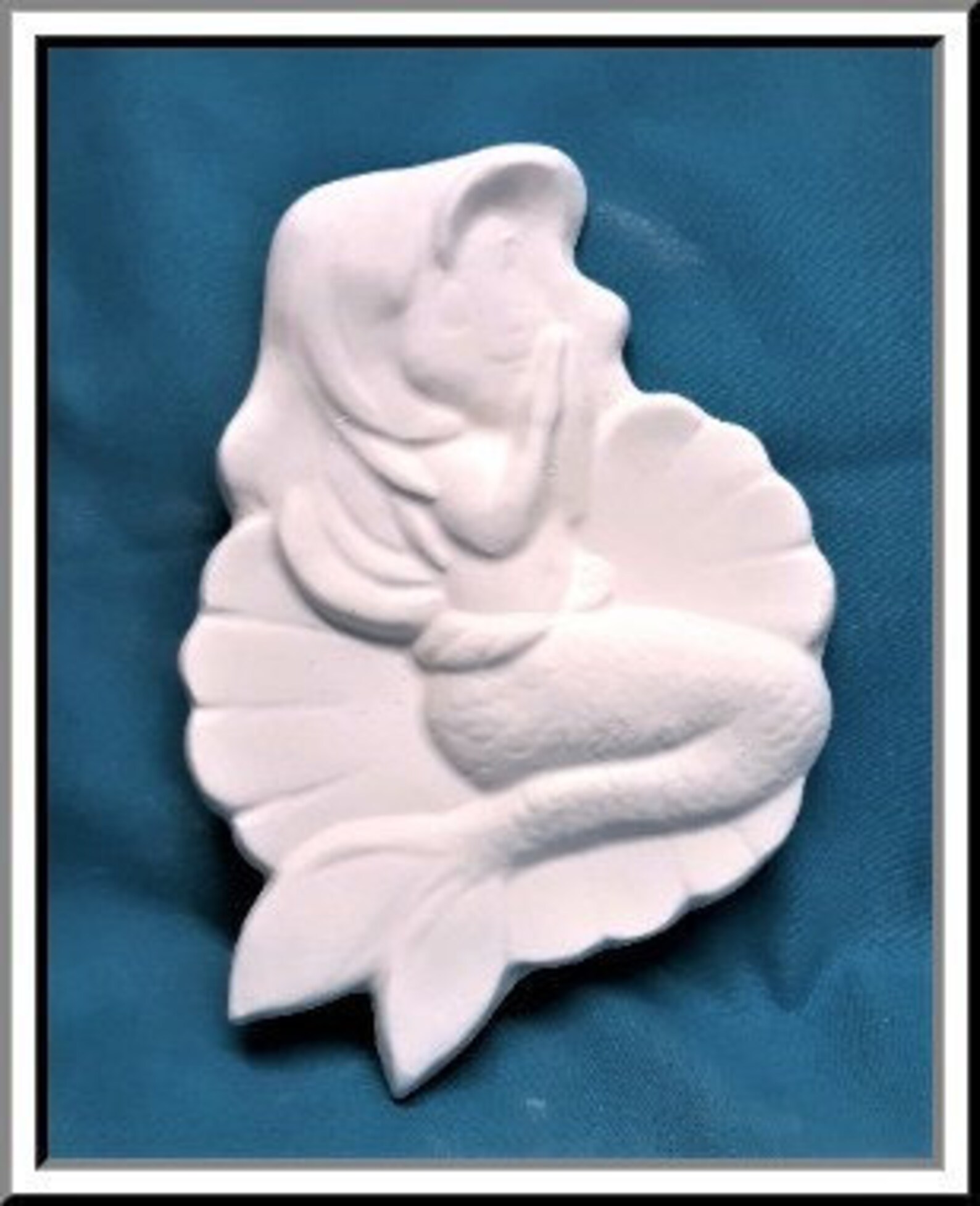 Ready To Paint Plaster Mermaid on Lily Pad Mermaid Wall | Etsy