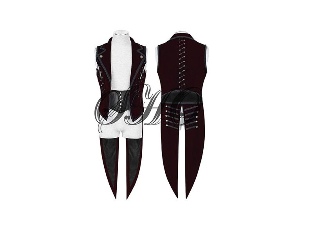 Regency Velvet Tailcoat Vest Deep Burgundy Steampunk Vampire Gothic ...