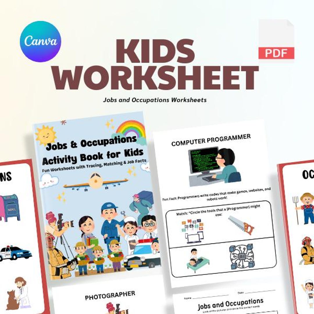 Kids Jobs & Occupations Worksheet Bundle: Early Learning Activities ...