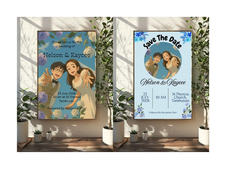 Studio Ghibli Wedding Invitation: Anime Floral Theme (editable Canva ...