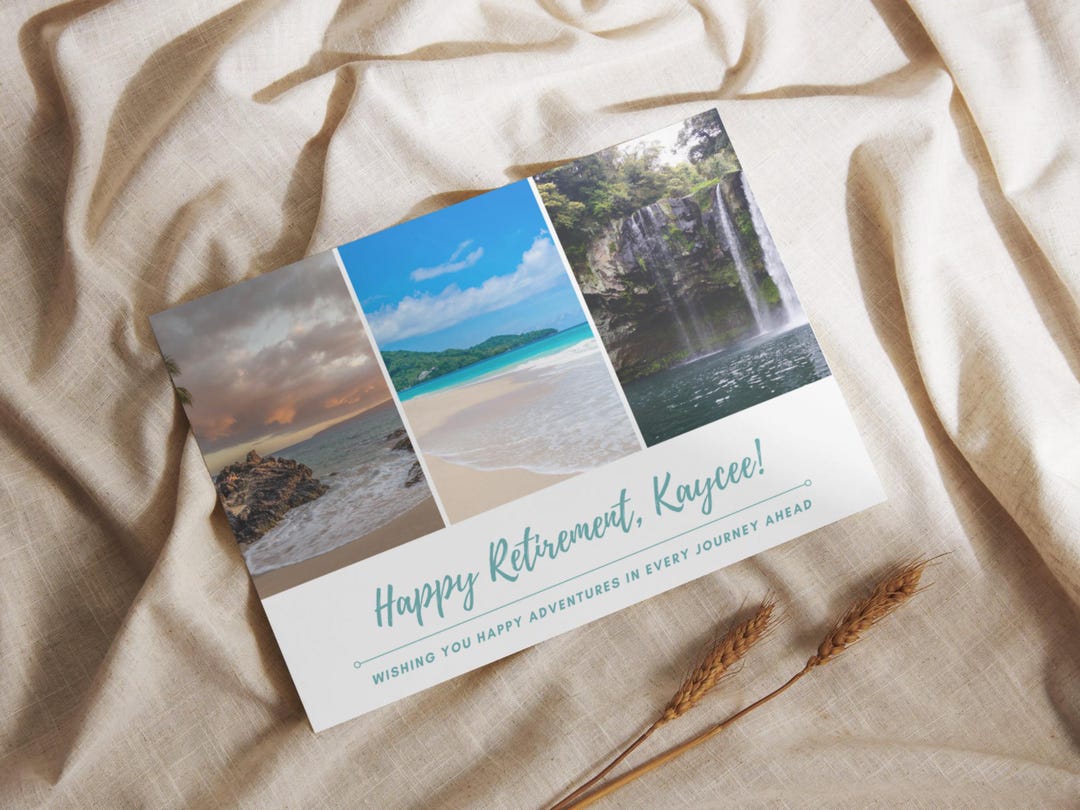Editable Retirement Card Template – Beach Theme | Instant Download ...