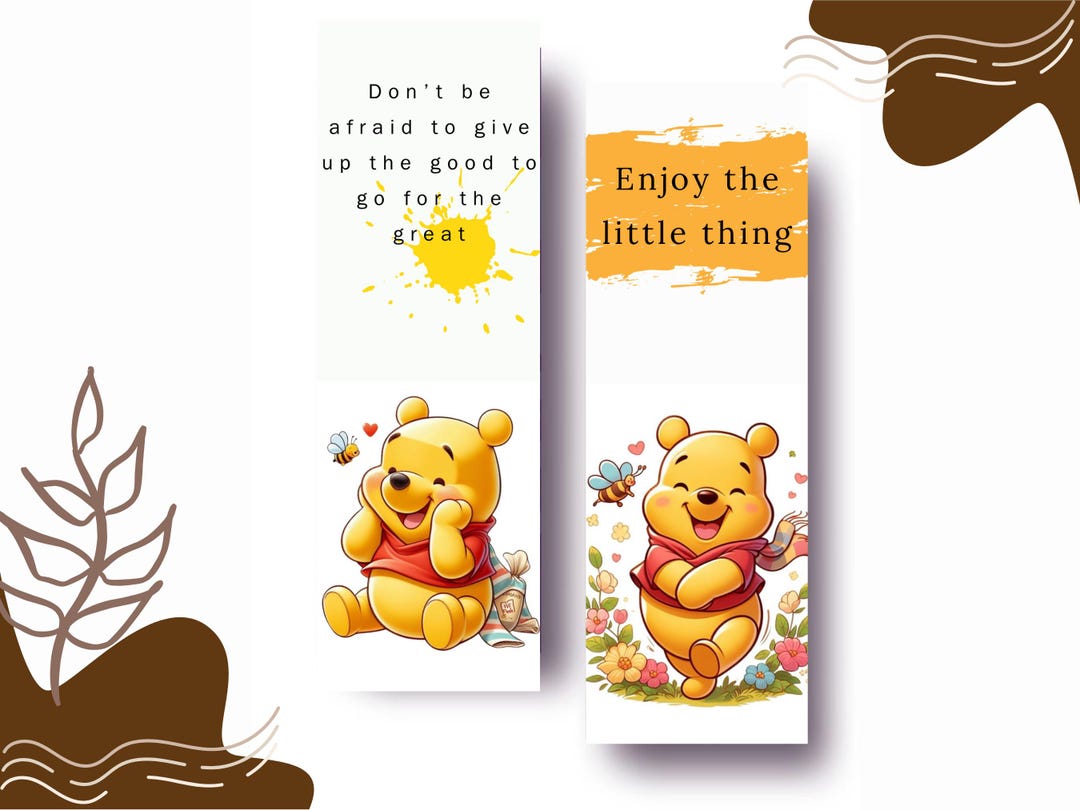Winnie the Pooh Printable Bookmarks | Cute Pooh Bear Quotes | Digital ...