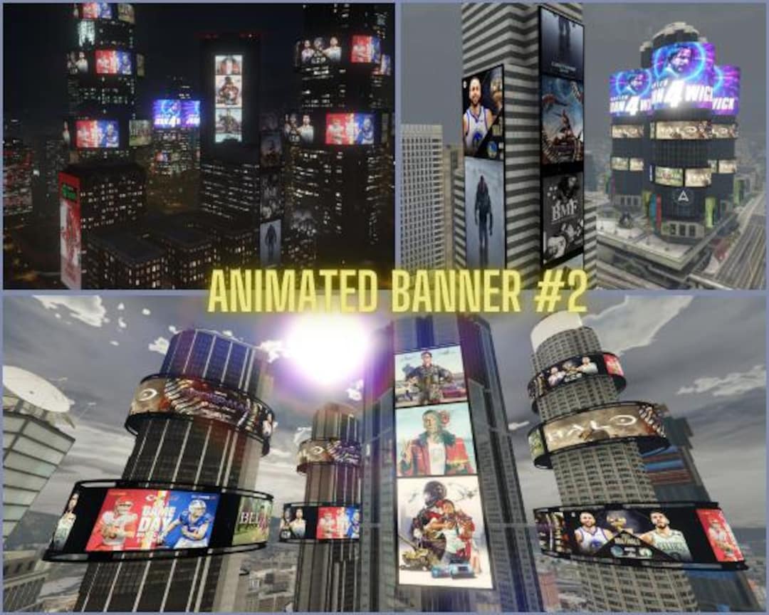Animated Skyline Banner for Fivem | 5 Skyscrapers | Animated Banners - Etsy UK