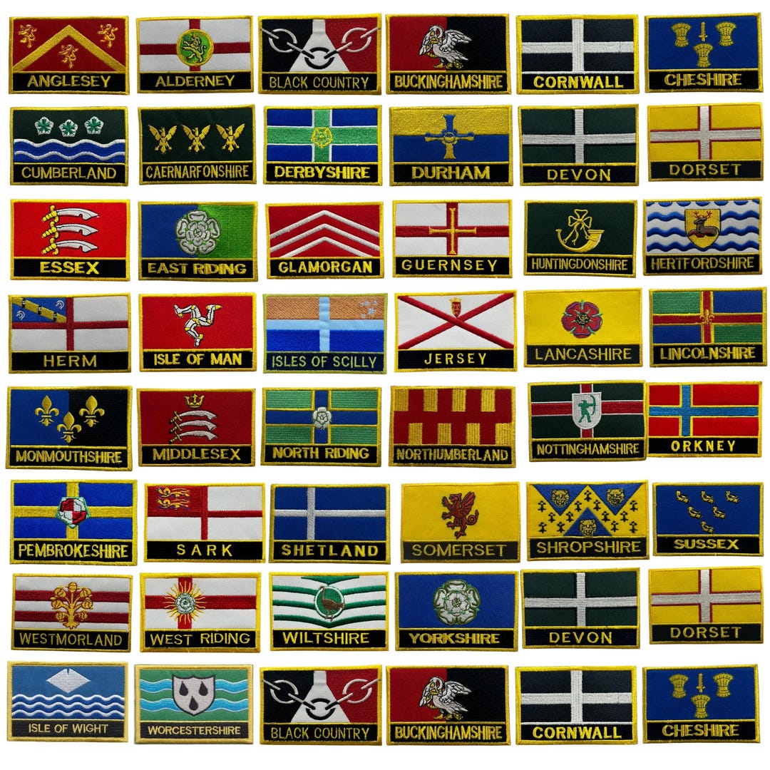 UK County Flag Patch – Embroidered Iron-on or Sew-on Badge Applique ...