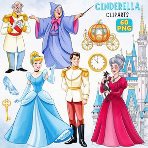 Cinderella Watercolor Clipart, Cinderella Princess PNG, Glass Slipper ...