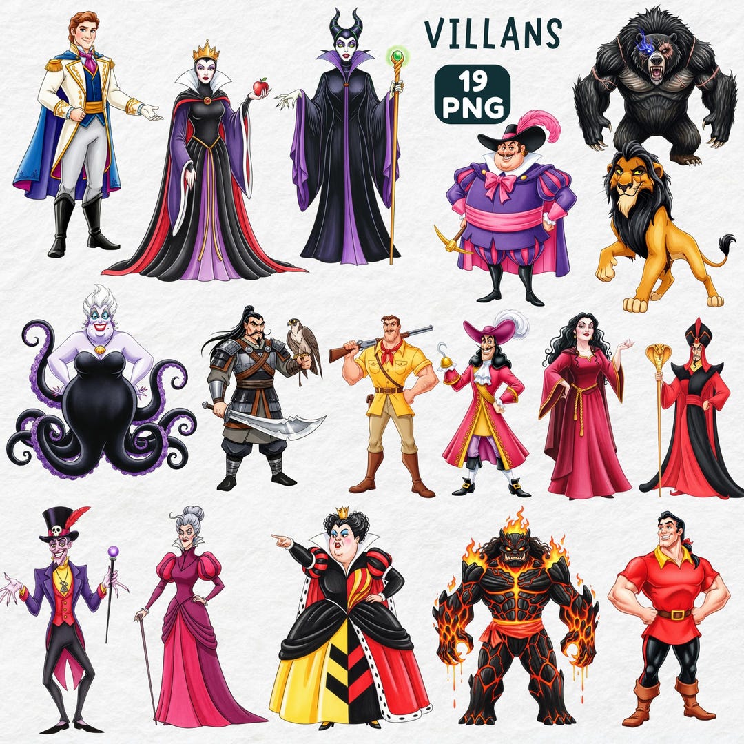 Fairytale Villains Clipart 19 PNG, Fairytale Evil Characters, Maleficent Captain Hook Evil Queen ...