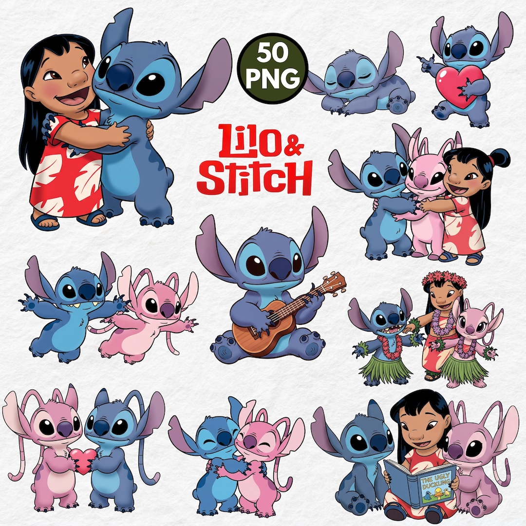 Lilo and Stitch Clipart Bundle, Handdrawn Stitch Art, Stitch Clipart ...