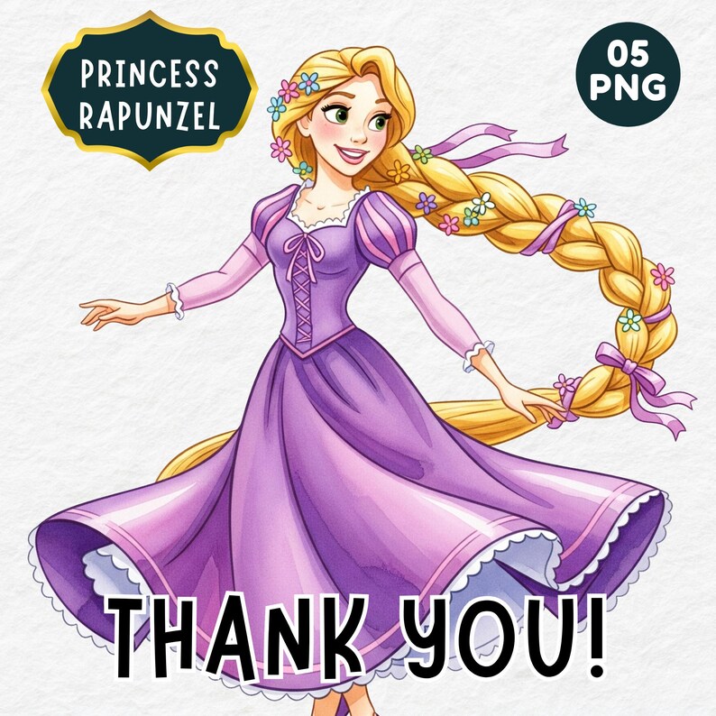 Clipart de acuarela de Rapunzel, Princesa de acuarela, Princesa de ...