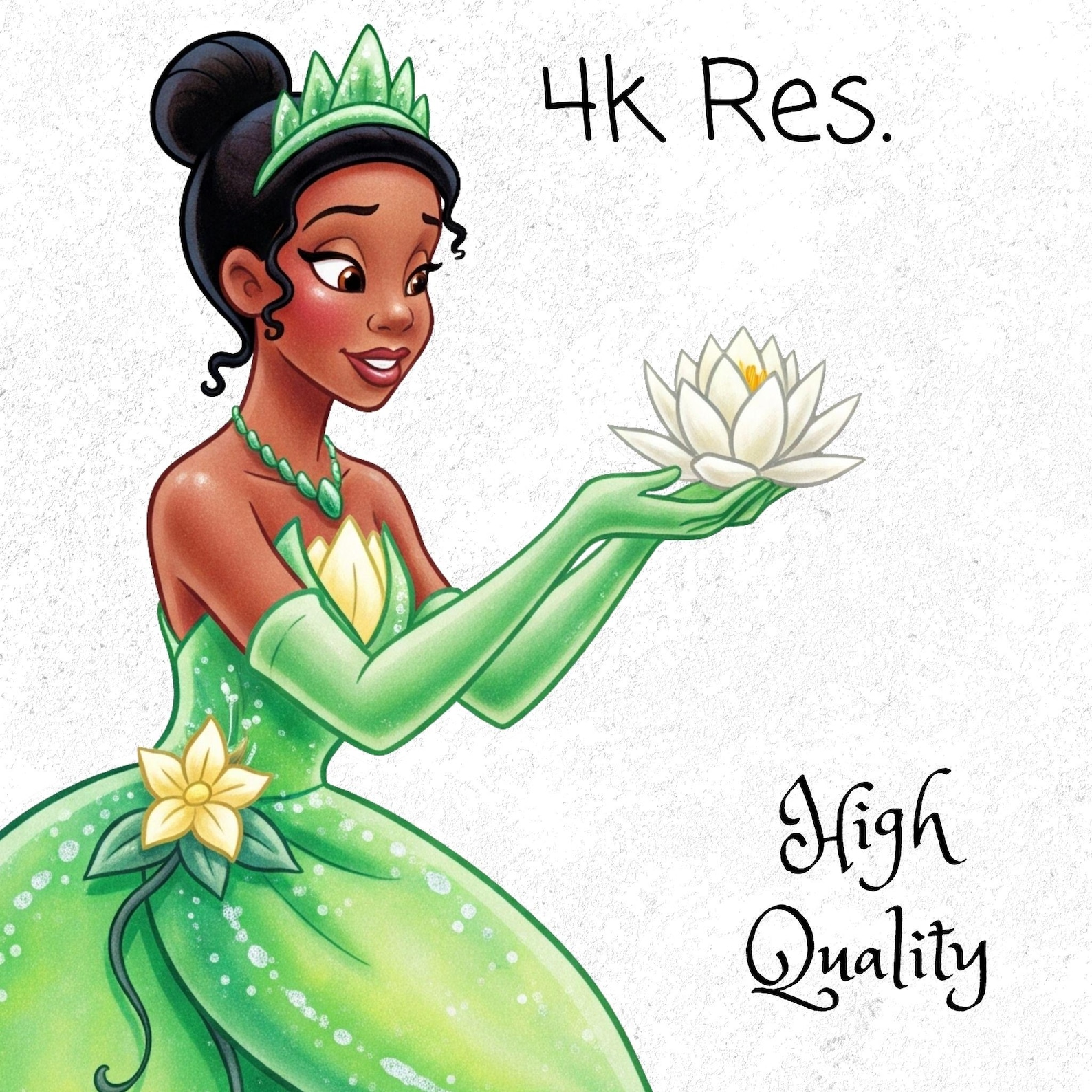 Tiana Princess Watercolor Clipart, 50 PNG, Princess and the Frog, Tiana ...