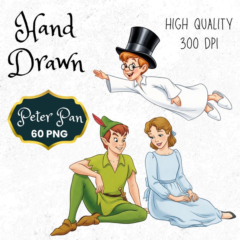 Peter Pan Watercolor Clipart, Peter Pan Bundle, Peter Pan Birthday ...