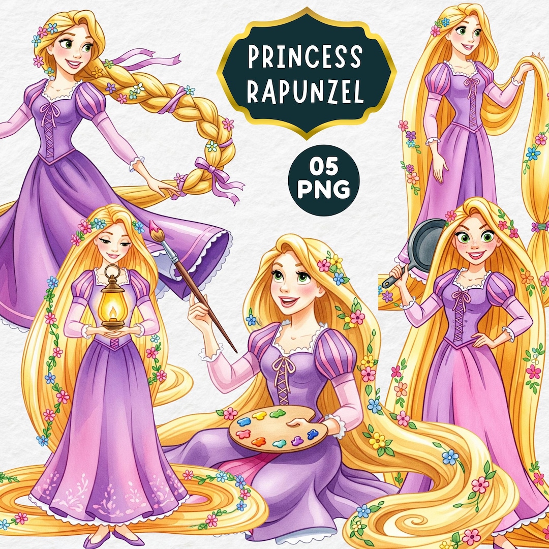 Clipart de acuarela de Rapunzel, Princesa de acuarela, Princesa de ...
