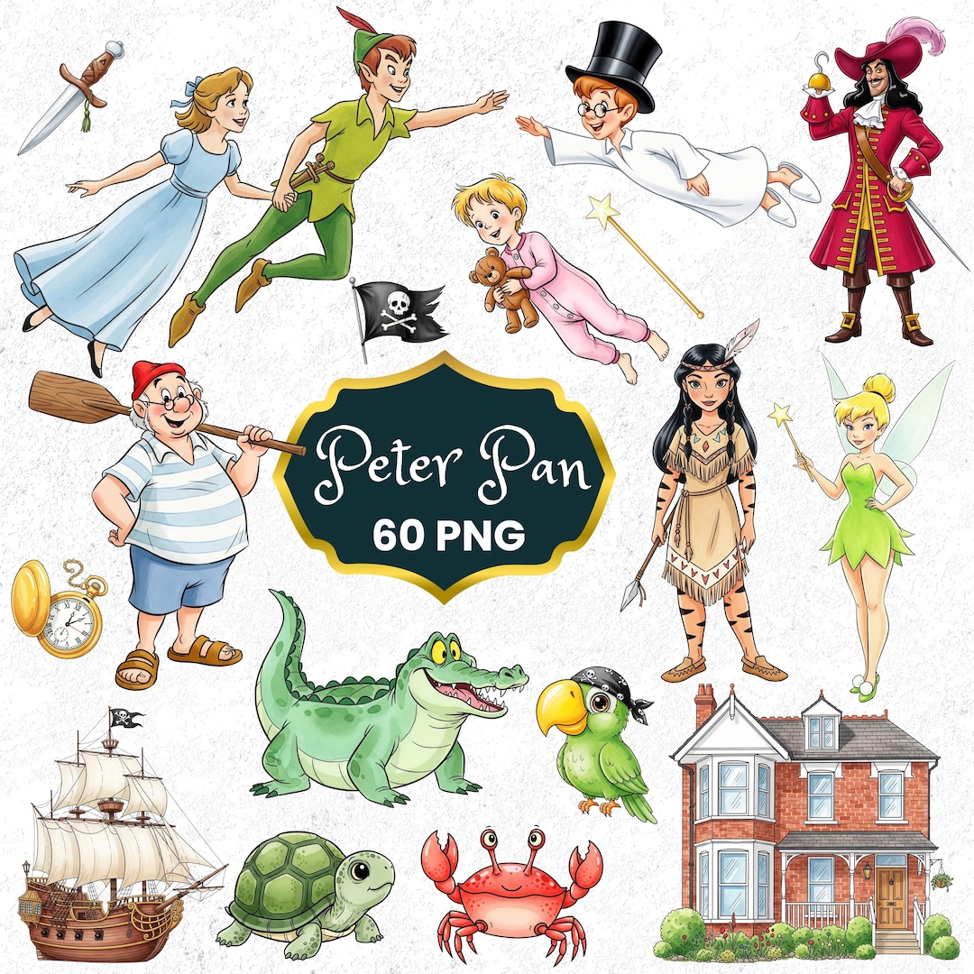 Peter Pan Watercolor Clipart, Peter Pan Bundle, Peter Pan Birthday ...