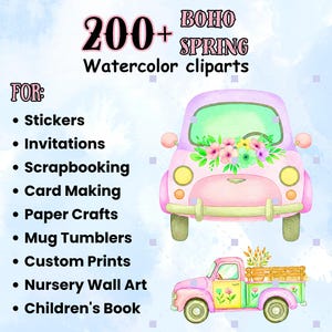 Boho Spring Clipart Watercolor Spring PNG, Boho Vibes, Floral Spring ...