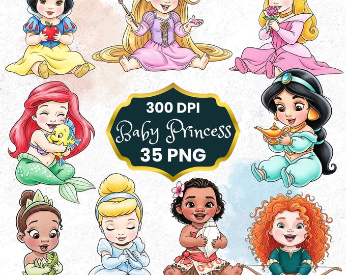 Baby Princesses Clipart Set, Transparent Background PNG Images ...
