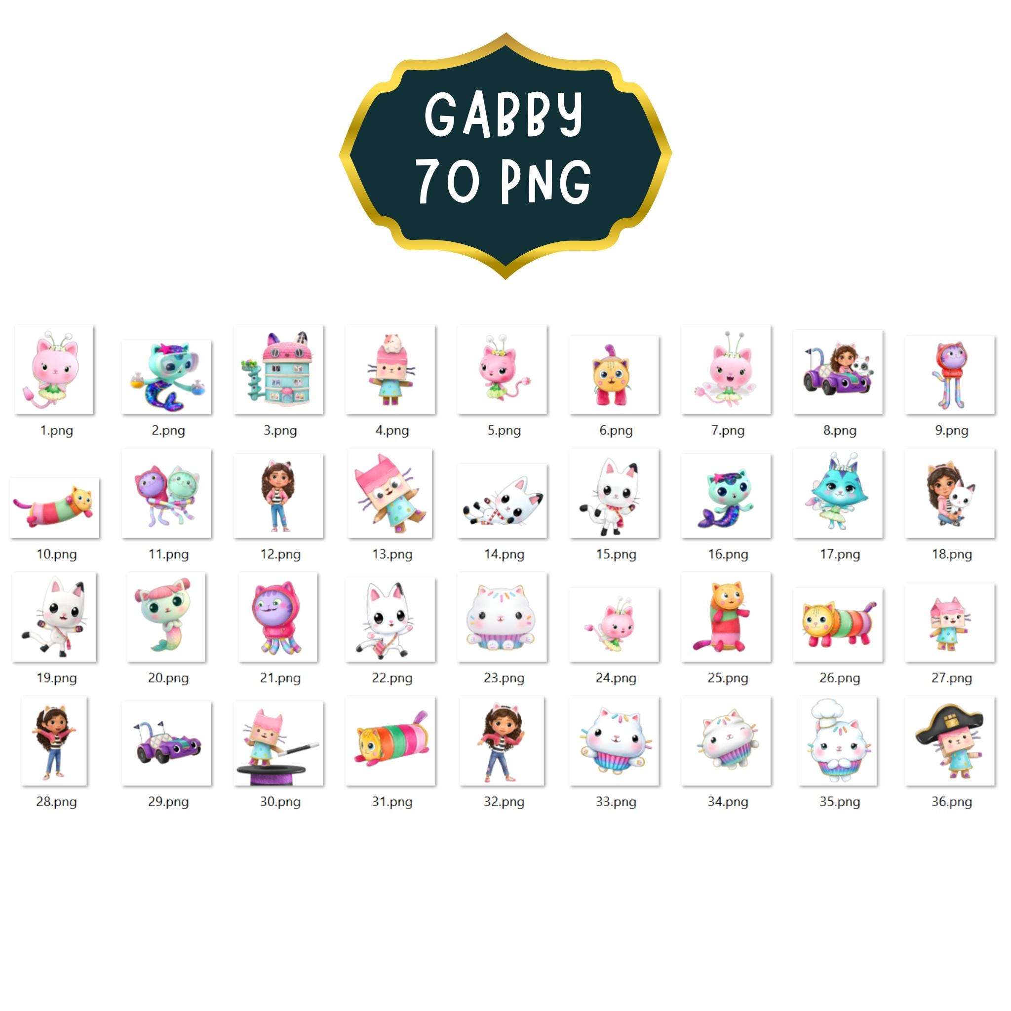 Gabby Dollhouse Clipart, 70 PNG, Gabby Dollhouse Birthday, Gabby, Pandy ...