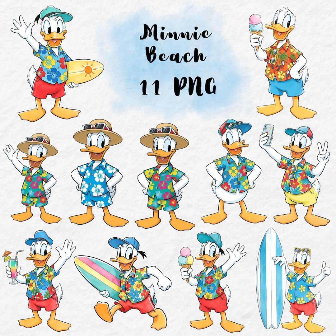 Donald Duck Beach Vacation Clipart, Mickey and Friends Summer, Donald ...