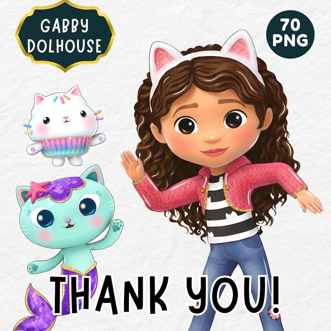 Gabby Dollhouse Clipart, 70 PNG, Gabby Dollhouse Birthday, Gabby, Pandy ...