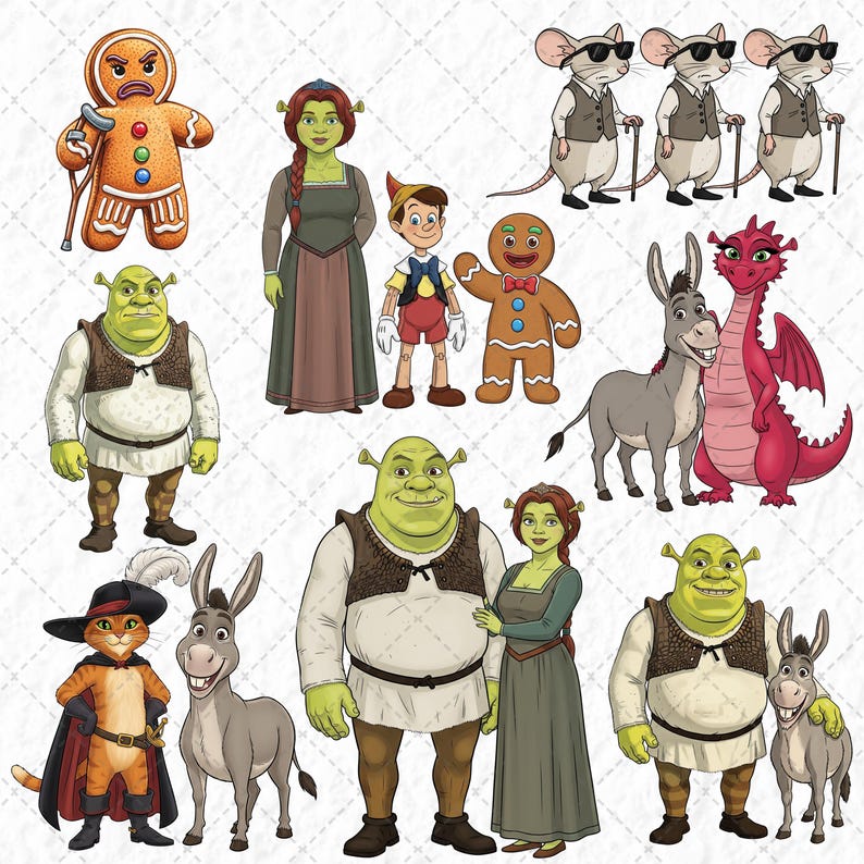 Shrek PNG Bundle, 24 Shrek Cliparts, Instant Download, Shrek Birthday ...