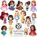 Watercolor Princess Clipart, Cute Little Princess Clipart Bundle, 30 ...
