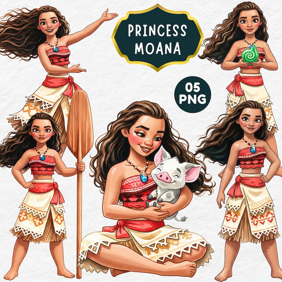 Moana Watercolor Clipart PNG, Hawaii Watercolor Princess, Moana ...