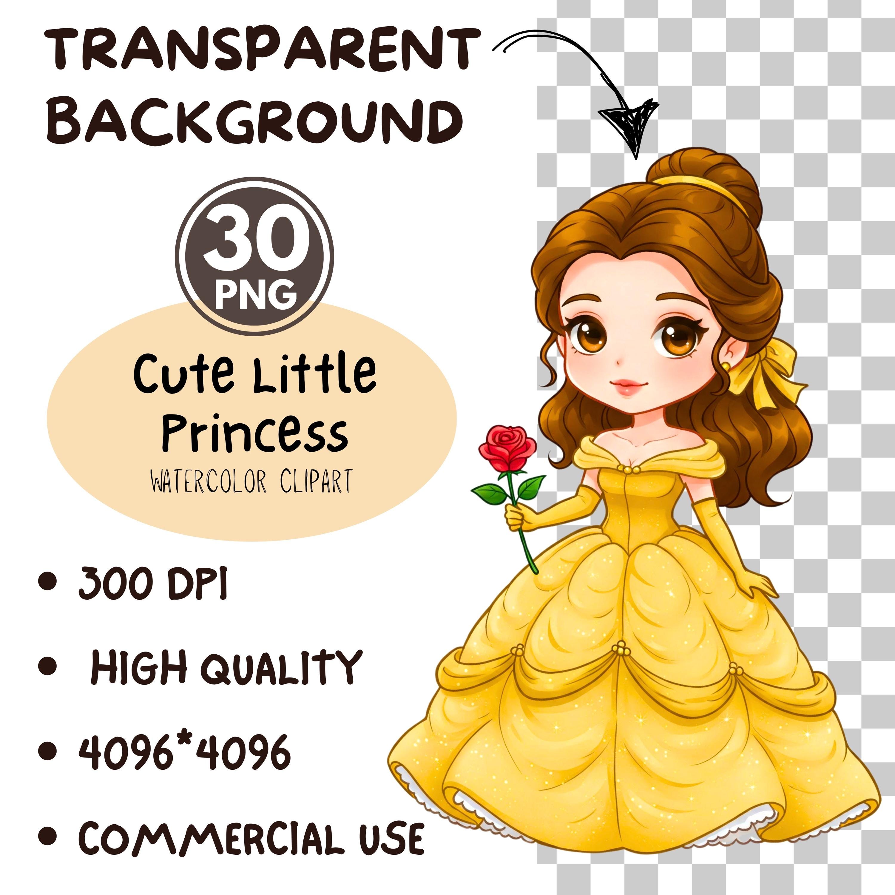 Watercolor Princess Clipart, Cute Little Princess Clipart Bundle, 30 ...