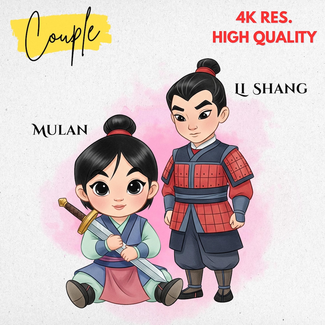 Baby Princess Mulan Li Shang Clipart, Mulan Clipart, Hand Drawn, Little ...