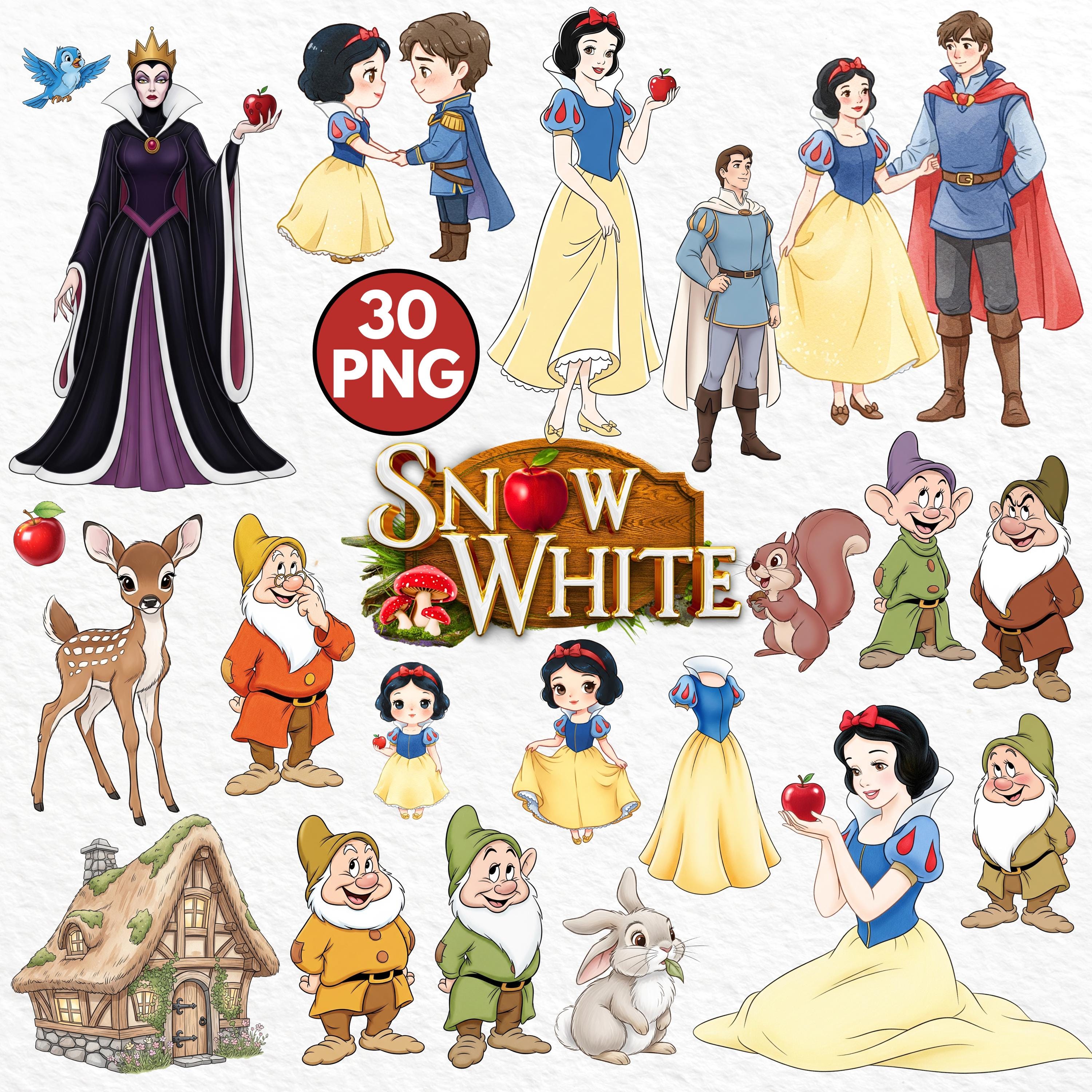Snow White Cliparts, Snow White PNG Bundle, Princess PNG, Princess ...