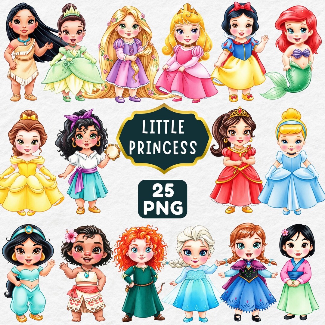 Watercolor Little Princess Clipart, Baby Little Princess Clipart, 25 ...