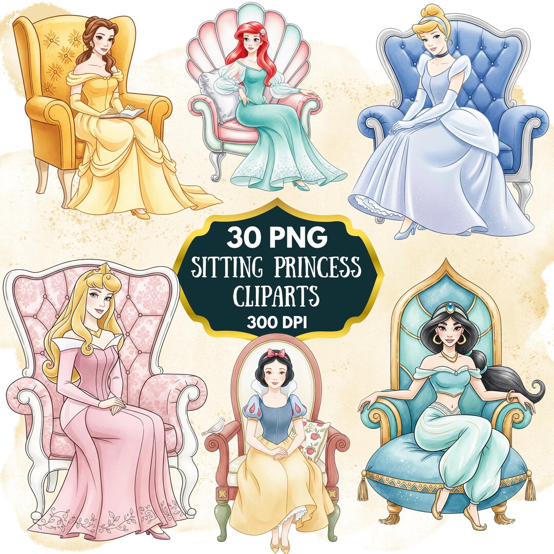 All Princess Sitting on Throne Chair Cliparts, Sitting Princess, 30 ...