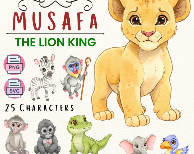 Rey león png rey león acuarela mufasa y simba png nala clipart paquete ...